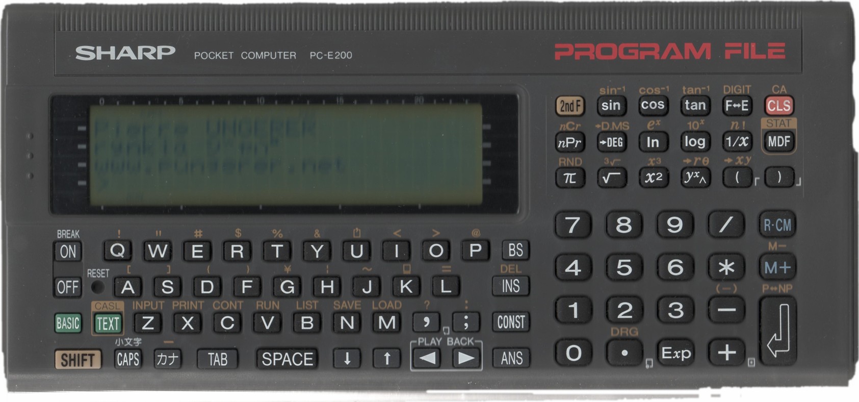 Sharp - PC-E200 - - Pir2 - Sharp PCE200 - Casio.ledudu.com - bibliothèque des ordinateurs et des ...